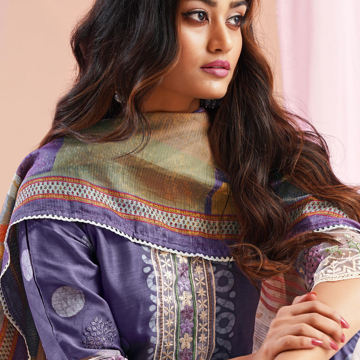 Blue Color Pure Moga Silk Embroidery And Batik Print Dress – Jay Vijay ...